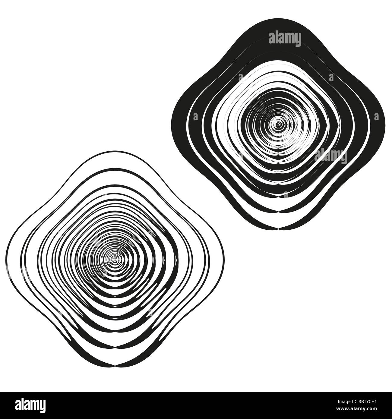 Abstract spiral squares. Dynamic ripple effect. Concentric form ...