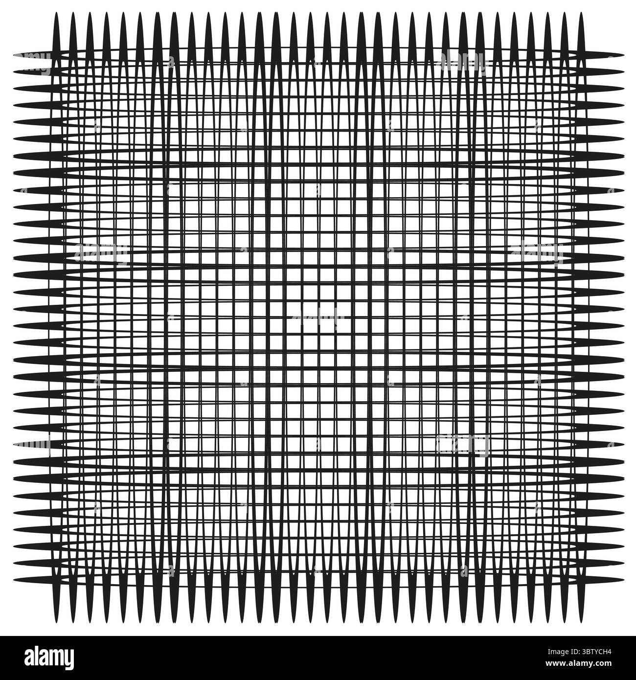 Abstract grid distortion. Optical illusion pattern. Chaotic line ...