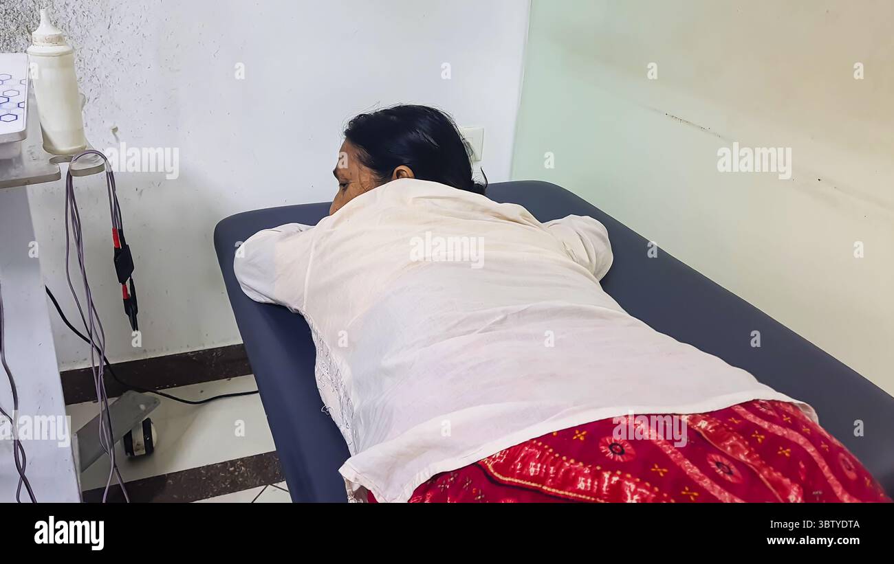 disabled patient ready to receive electrical stimulation therapy on ...