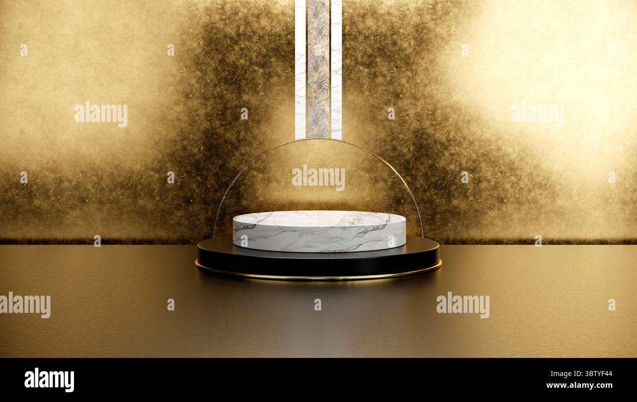 Marble and gold Pedestal of Platform display with modern stand podium ...