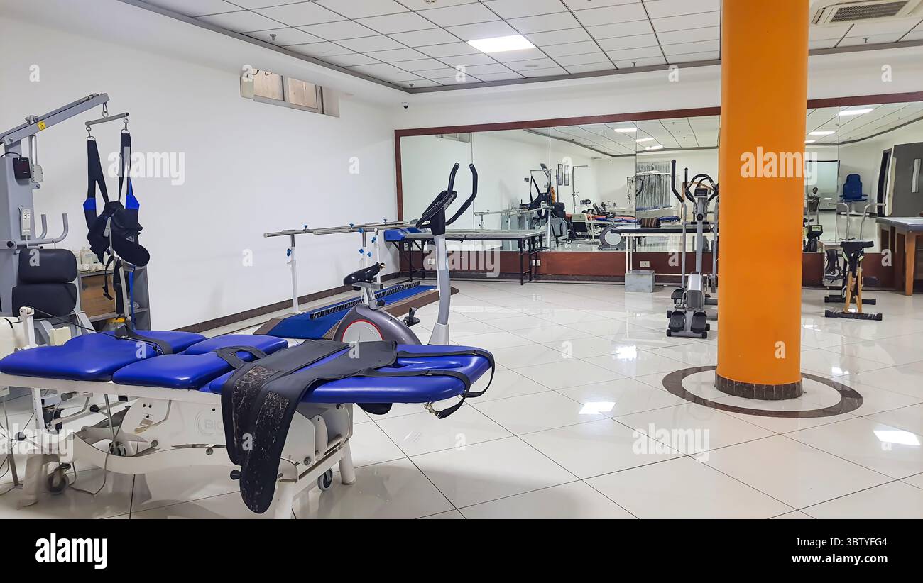 medical rehabilitation instruments in physiotherapy center at indoor ...