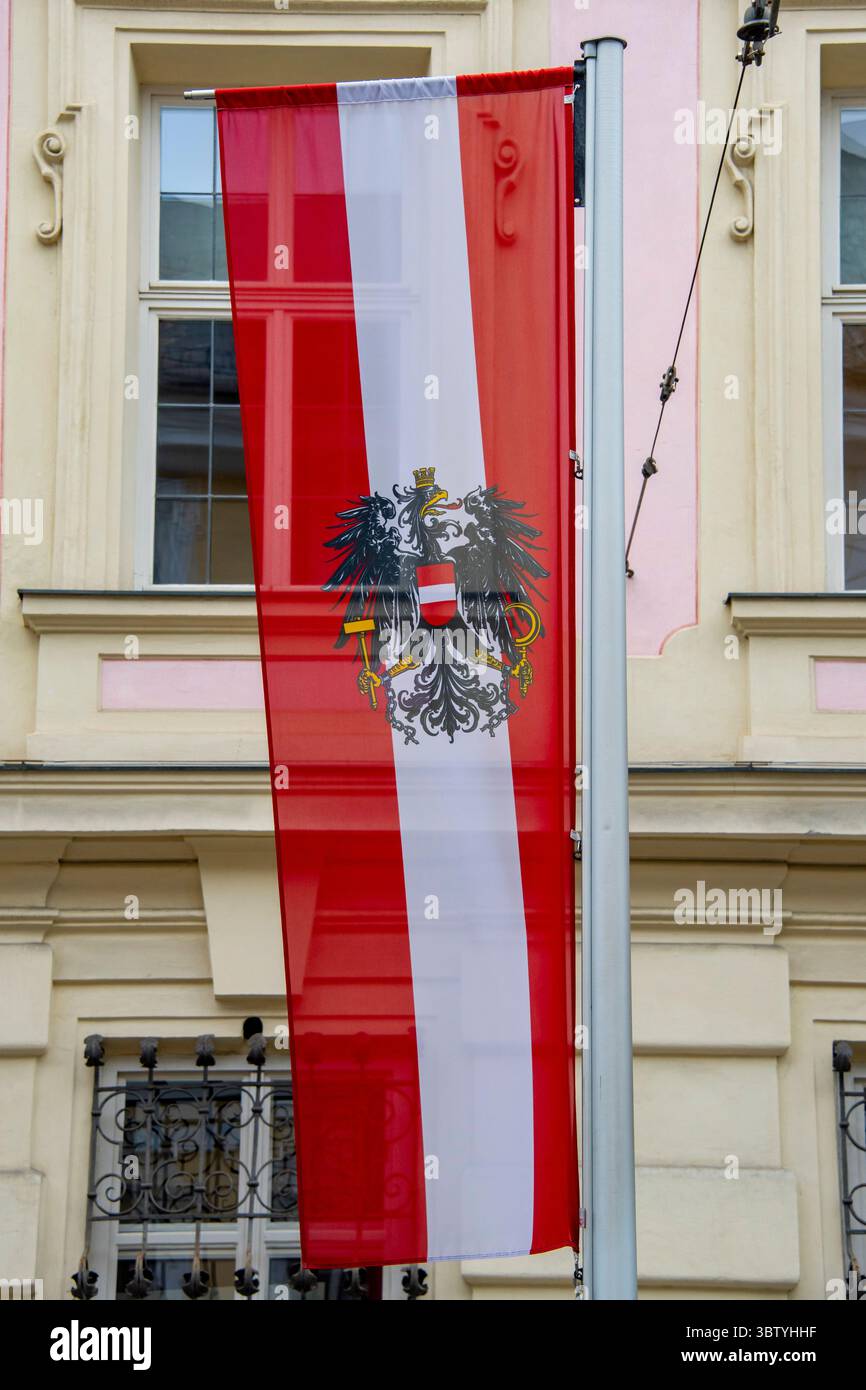 Austrian National Flag and Emblem Stock Photo - Alamy