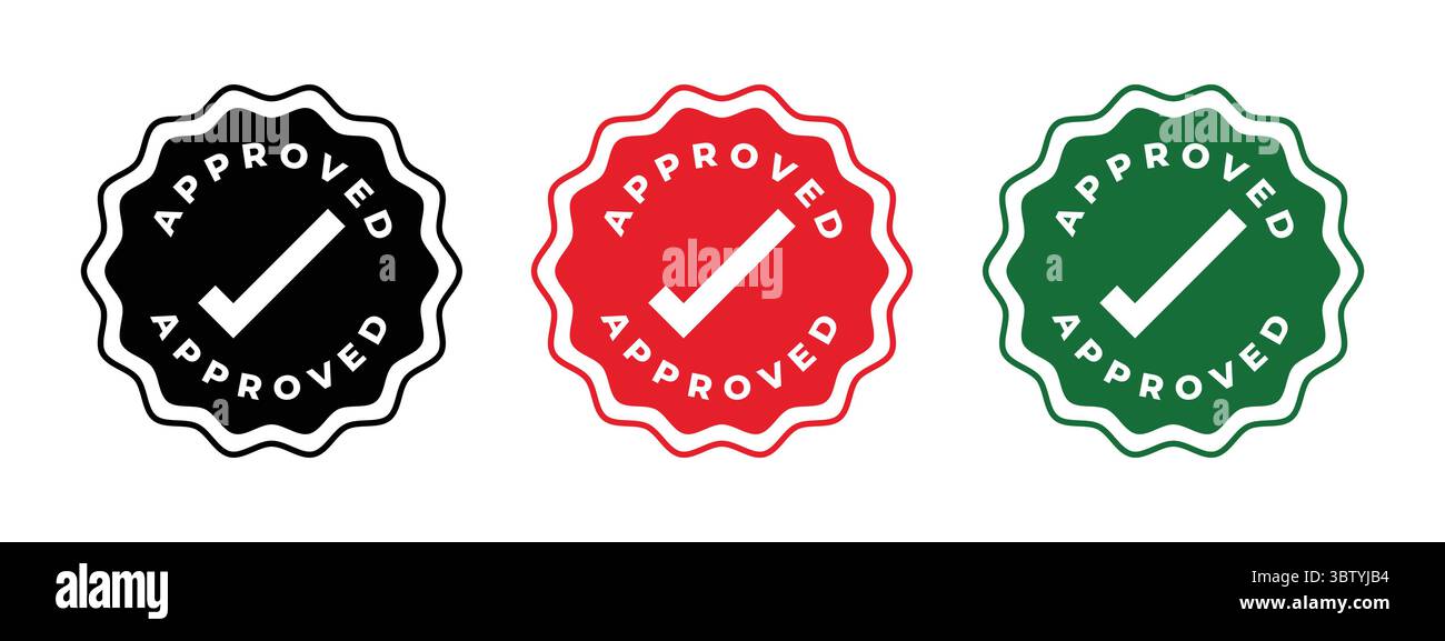Green approved stamp badge hi-res stock photography and images - Alamy