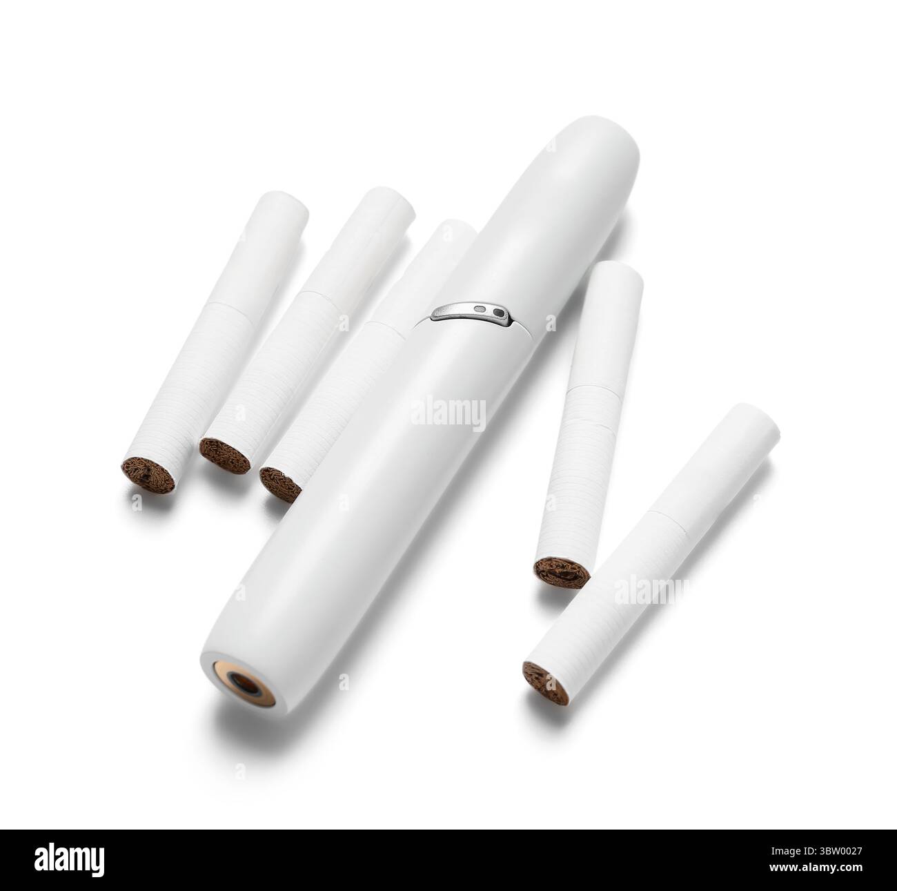 Modern electronic cigar with sticks isolated on white background Stock ...