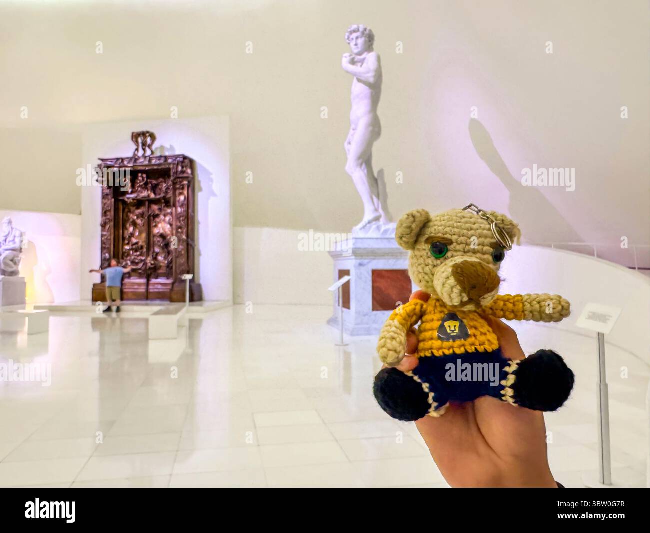 Goyo at the Soumaya Museum, the mascot of the UNAM Pumas team, a yarn ...