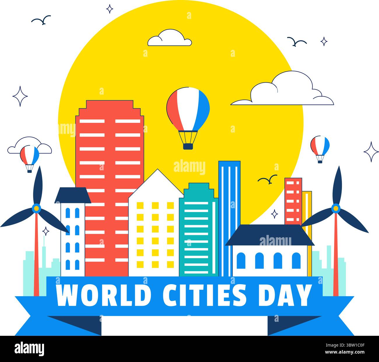 World Cities Day Vector Illustration in Global Urbanization on ...