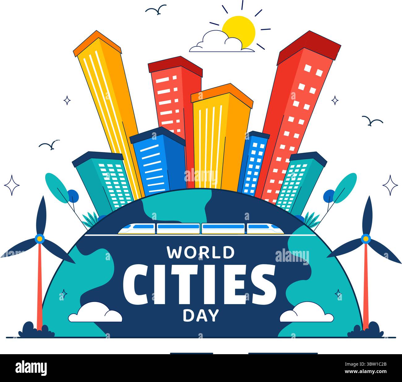 World Cities Day Vector Illustration in Global Urbanization on ...