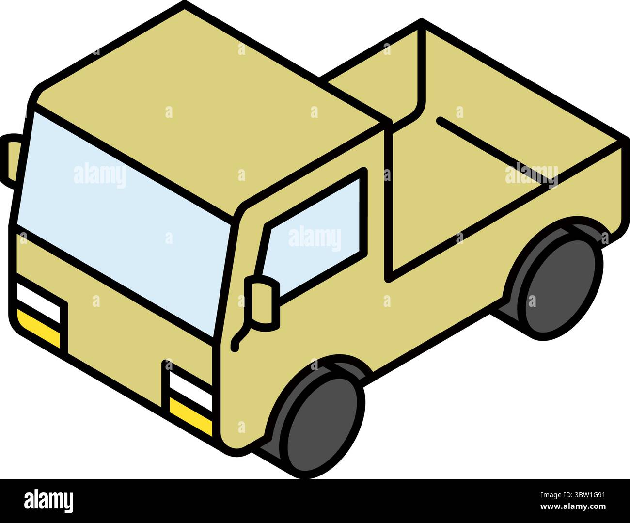Vehicle icon, simple and cute isometric line drawing icon of a light ...
