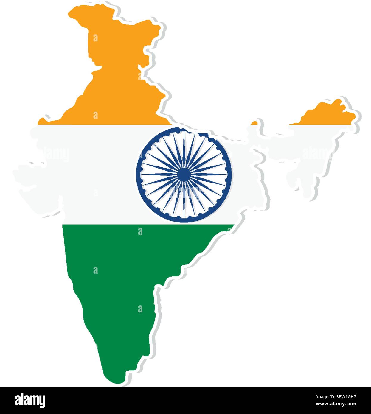 Vector illustration of India map in tricolor design with Ashoka Chakra ...