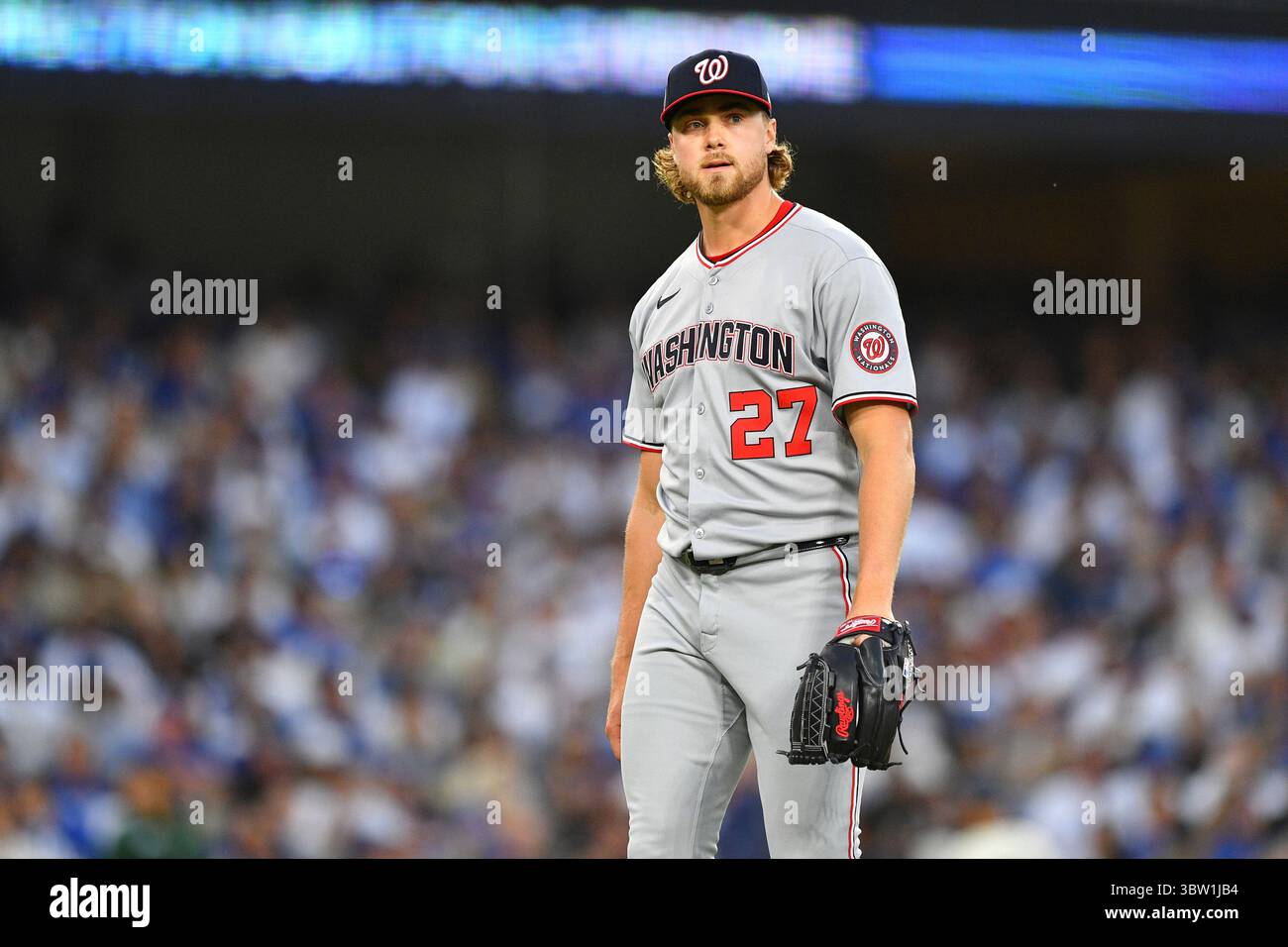 LOS ANGELES, CA - JUNE 21: Washington Nationals pitcher Jake Irvin (27 ...