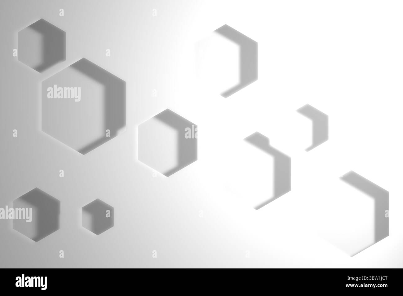 Digital flat design showing 3D hexagonal shapes casting soft shadows on ...