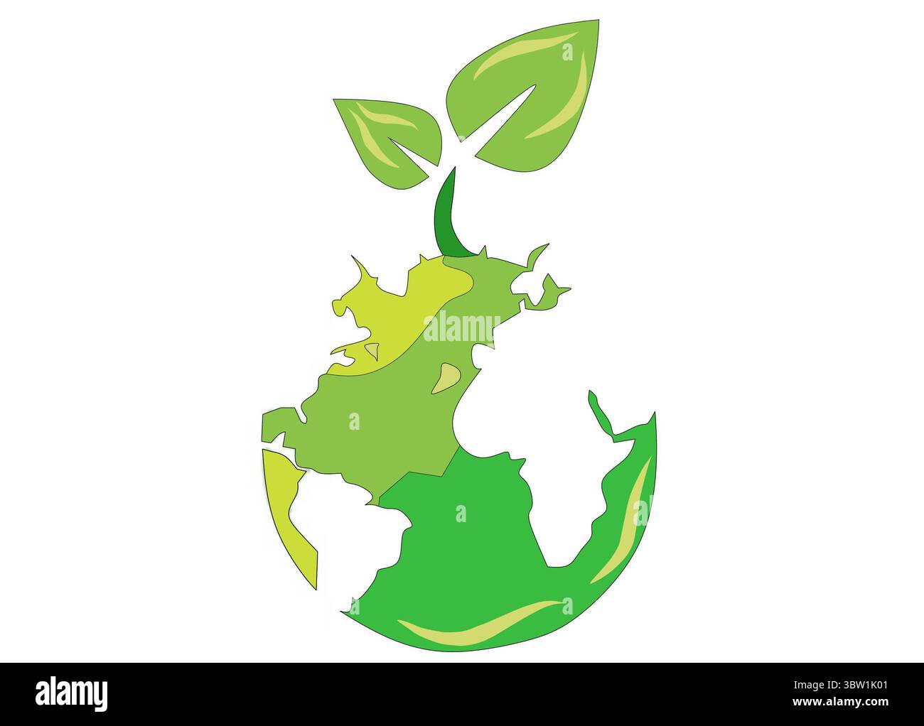 A symbolic green plant growing from the Earth, representing ...