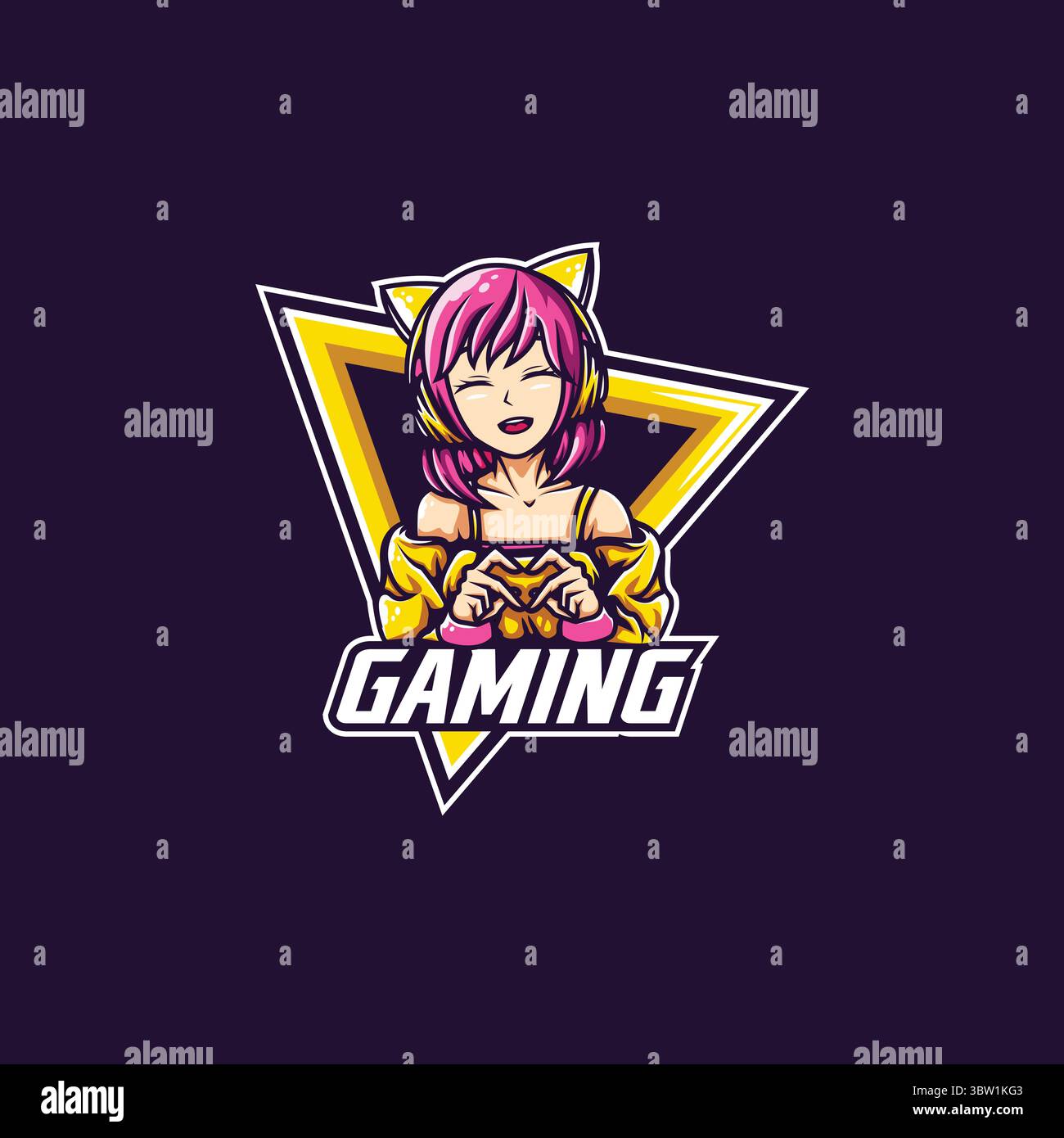 Anime Girl Gamer: Vibrant, Playful, Gaming Logo Design, Heart Hands ...