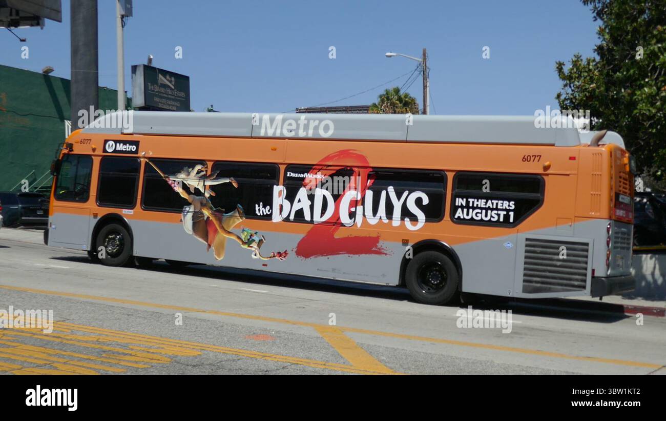 Los Angeles, California, USA 15th July 2025 Dreamworks Bad Guys 2 Bus ...