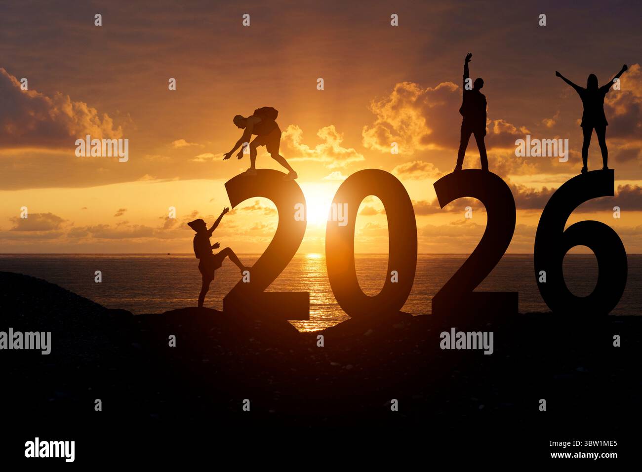 2026 numbers silhouetted against glowing hi-res stock photography and images - Alamy