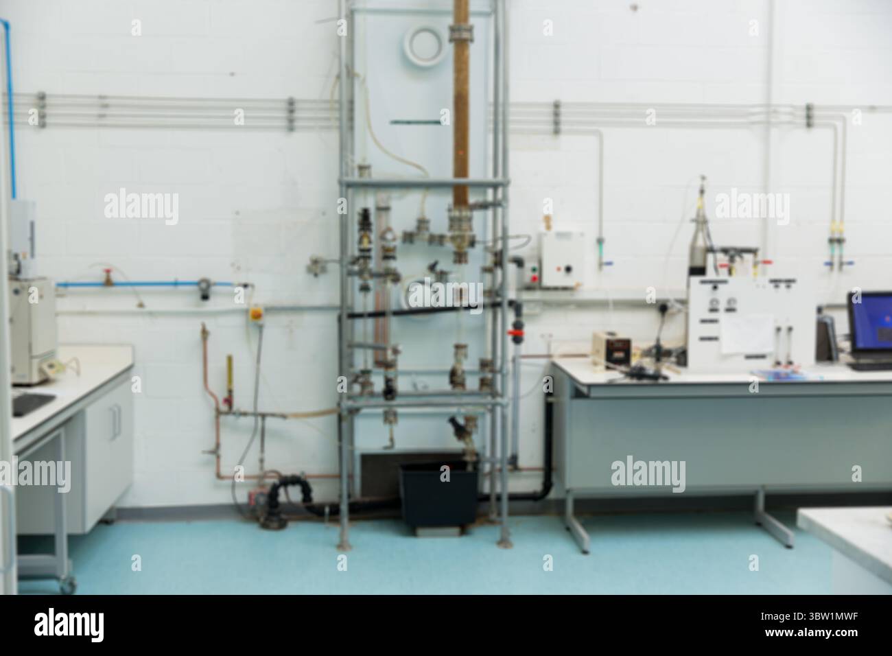 Central metal pipe assembly is standing in flat design lab, featuring ...