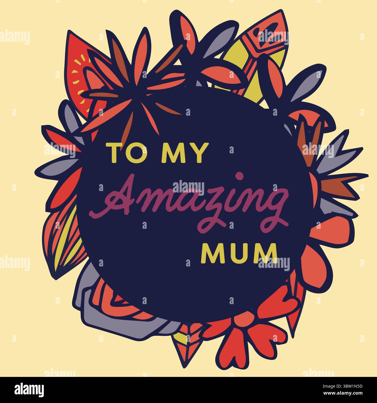 Composition of to my amazing mum text over flowers Stock Photo - Alamy