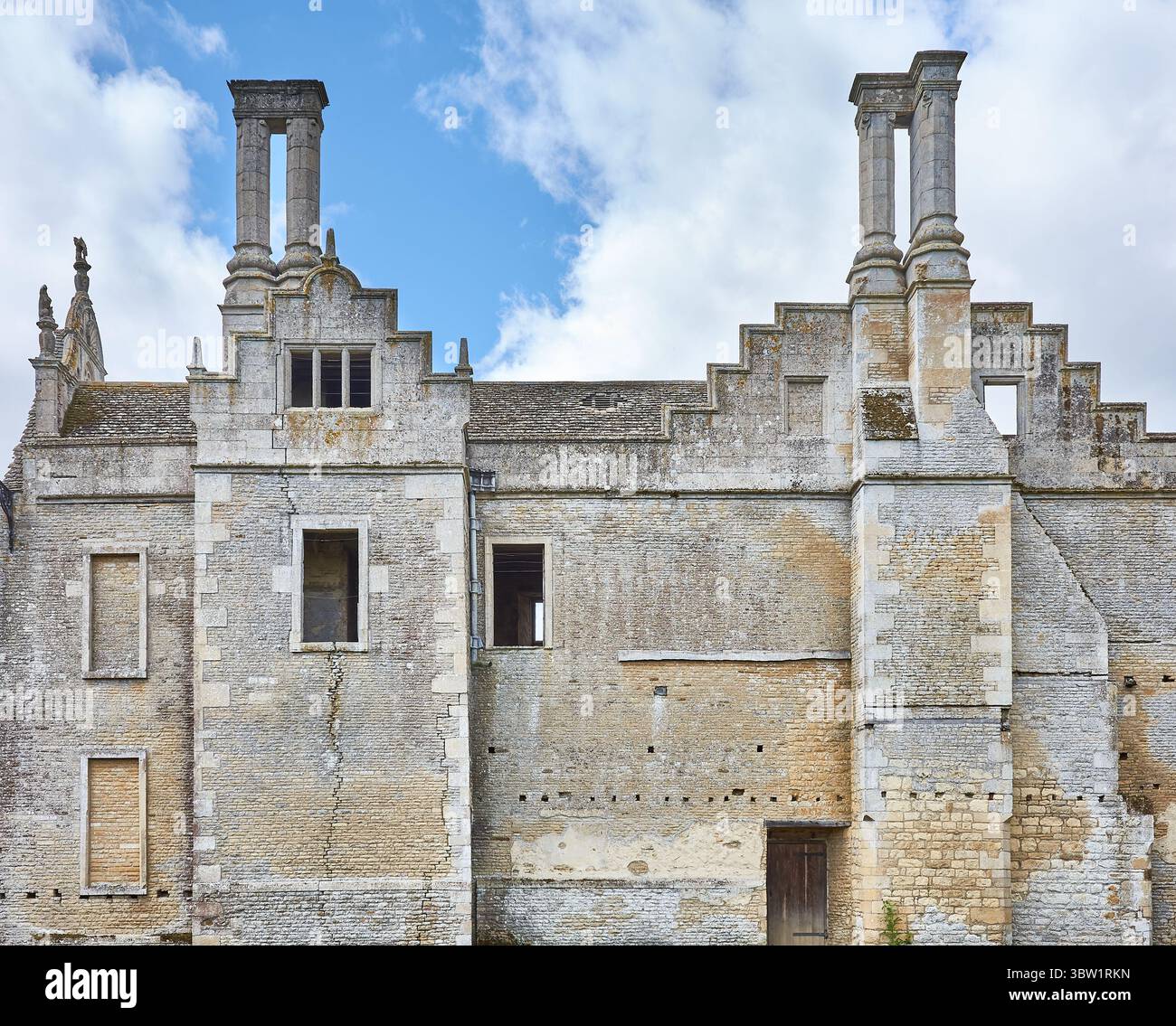 Partial remains of Kirby Hall, a derelict elizabethan mansion, Corby ...