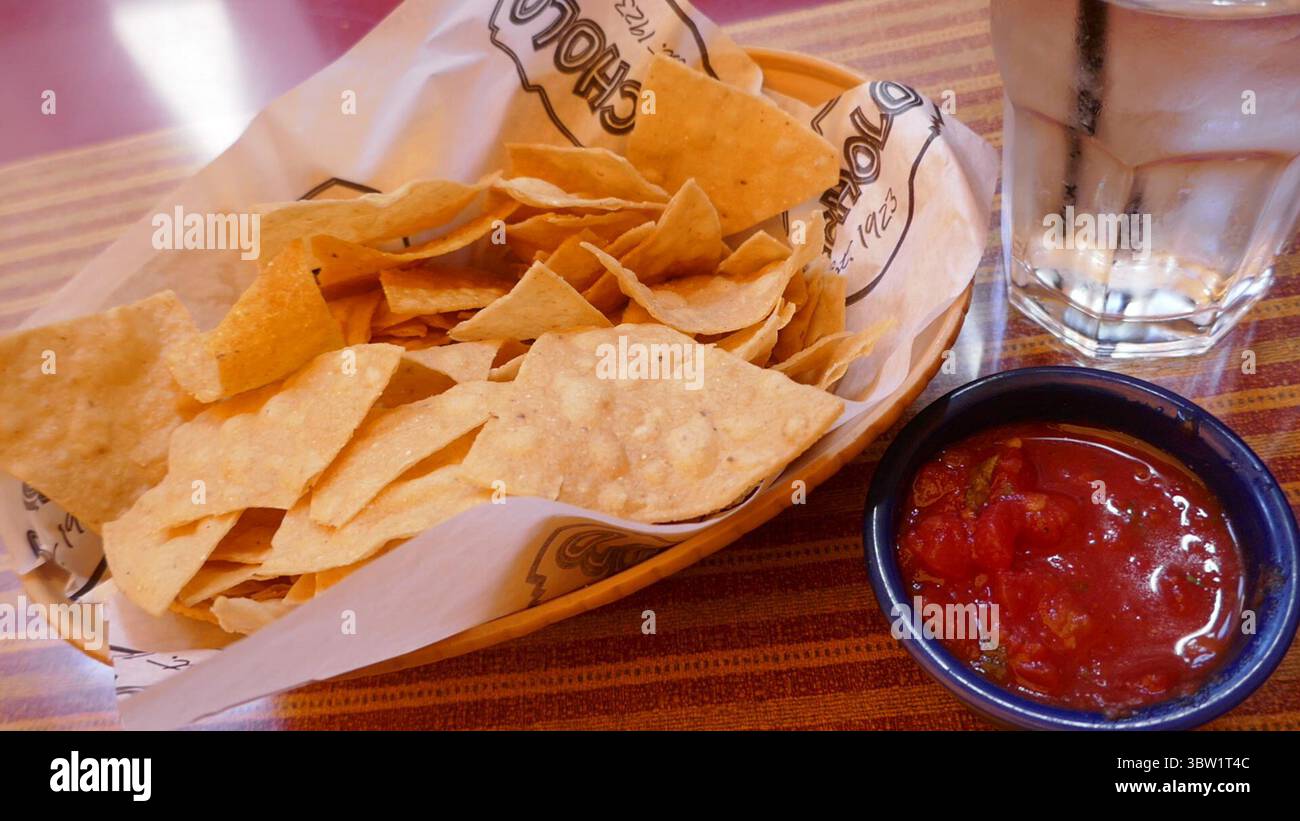 Los Angeles, California, USA 14th July 2025 Chips and Salsa and Iced ...