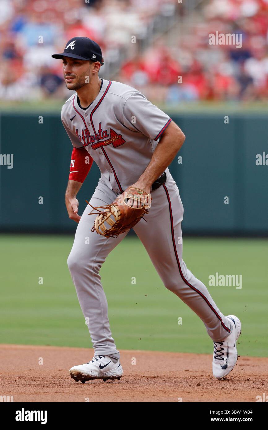ST. LOUIS, MO - JULY 12: Matt Olson #28 of the Atlanta Braves fields ...