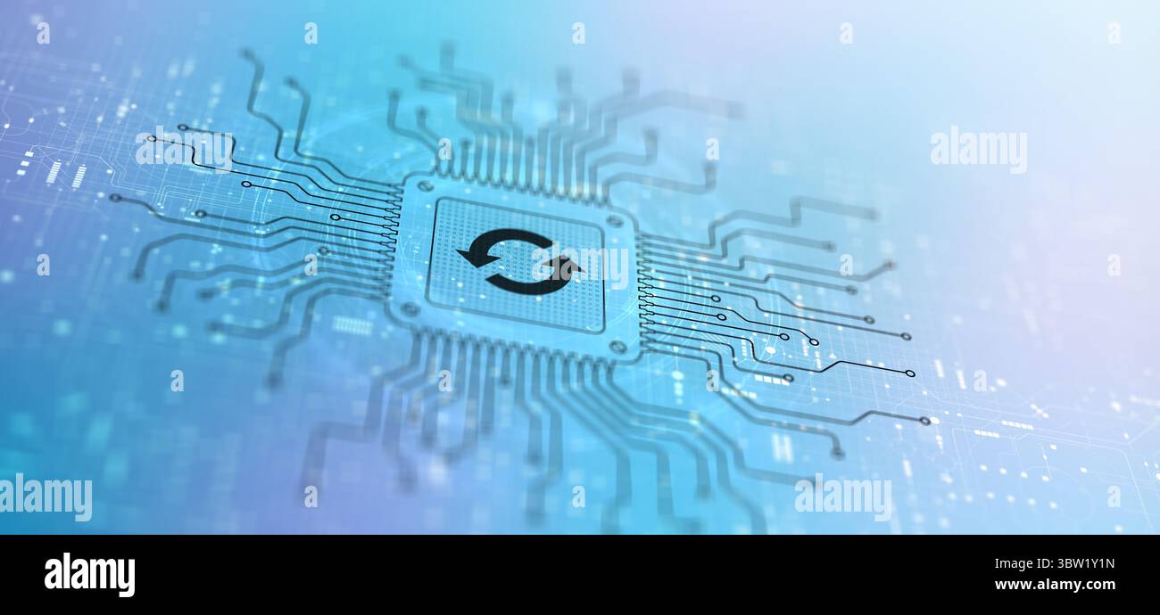 Software and Hardware Update Illustrated on a Processor, Business and ...