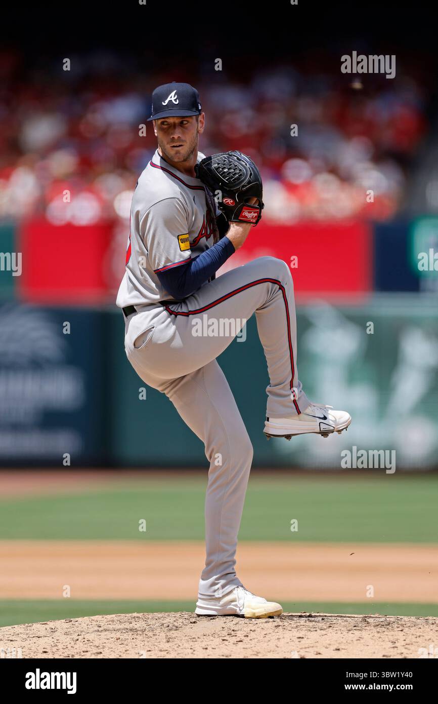 ST. LOUIS, MO - JULY 12: Dylan Lee #52 of the Atlanta Braves delivers a ...
