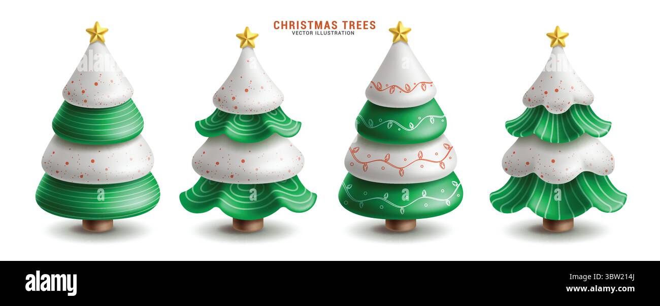 Christmas tree 3d clipart set. Christmas pine tree and snow fir tree ...