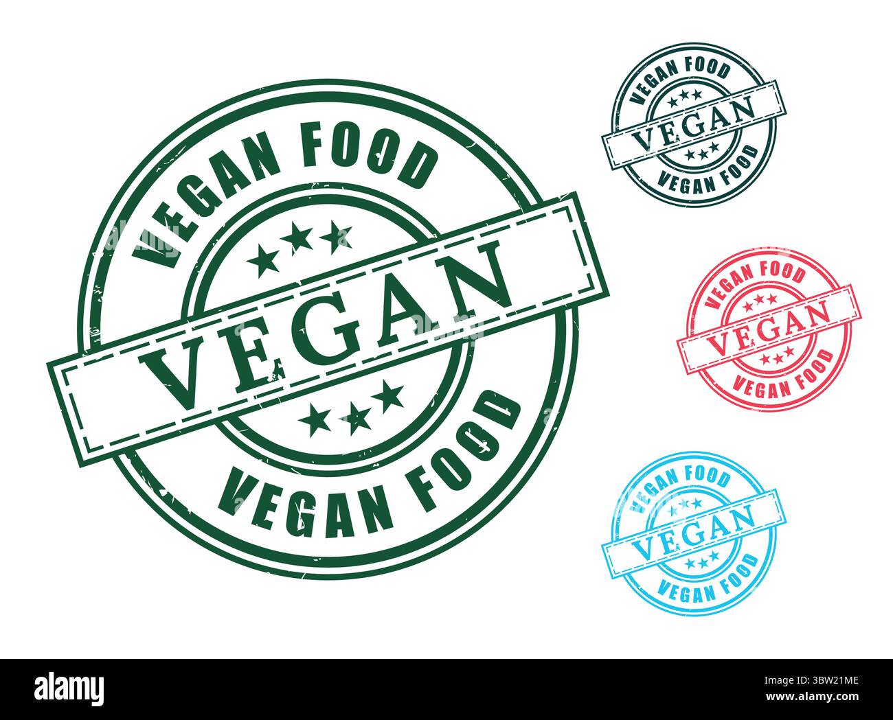 A Vegan Food Certified Stamp Collection, Grunge Rubber Plant-Based ...