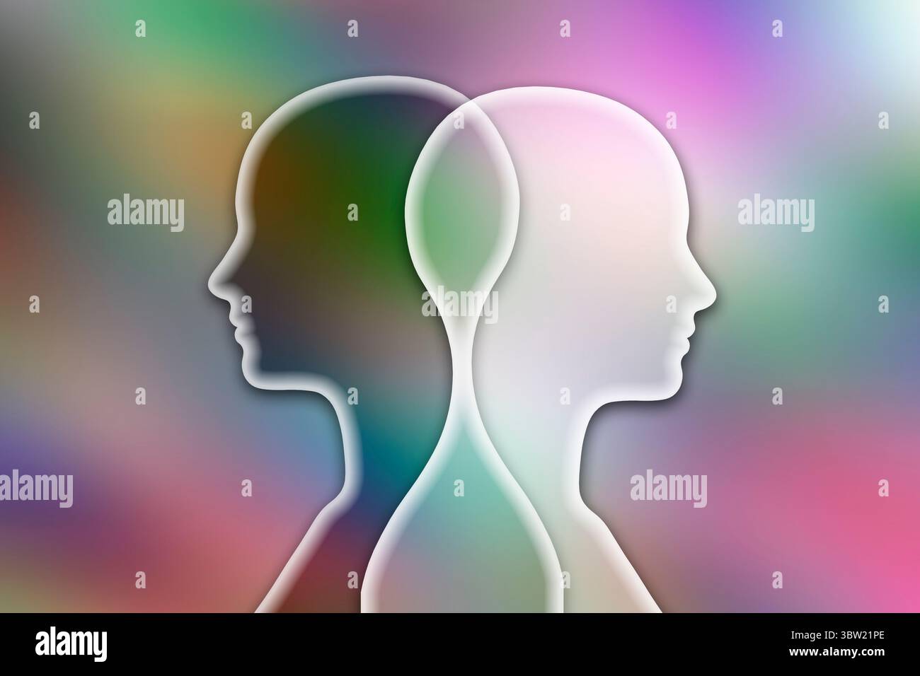 two human head shapes intersecting Stock Photo - Alamy