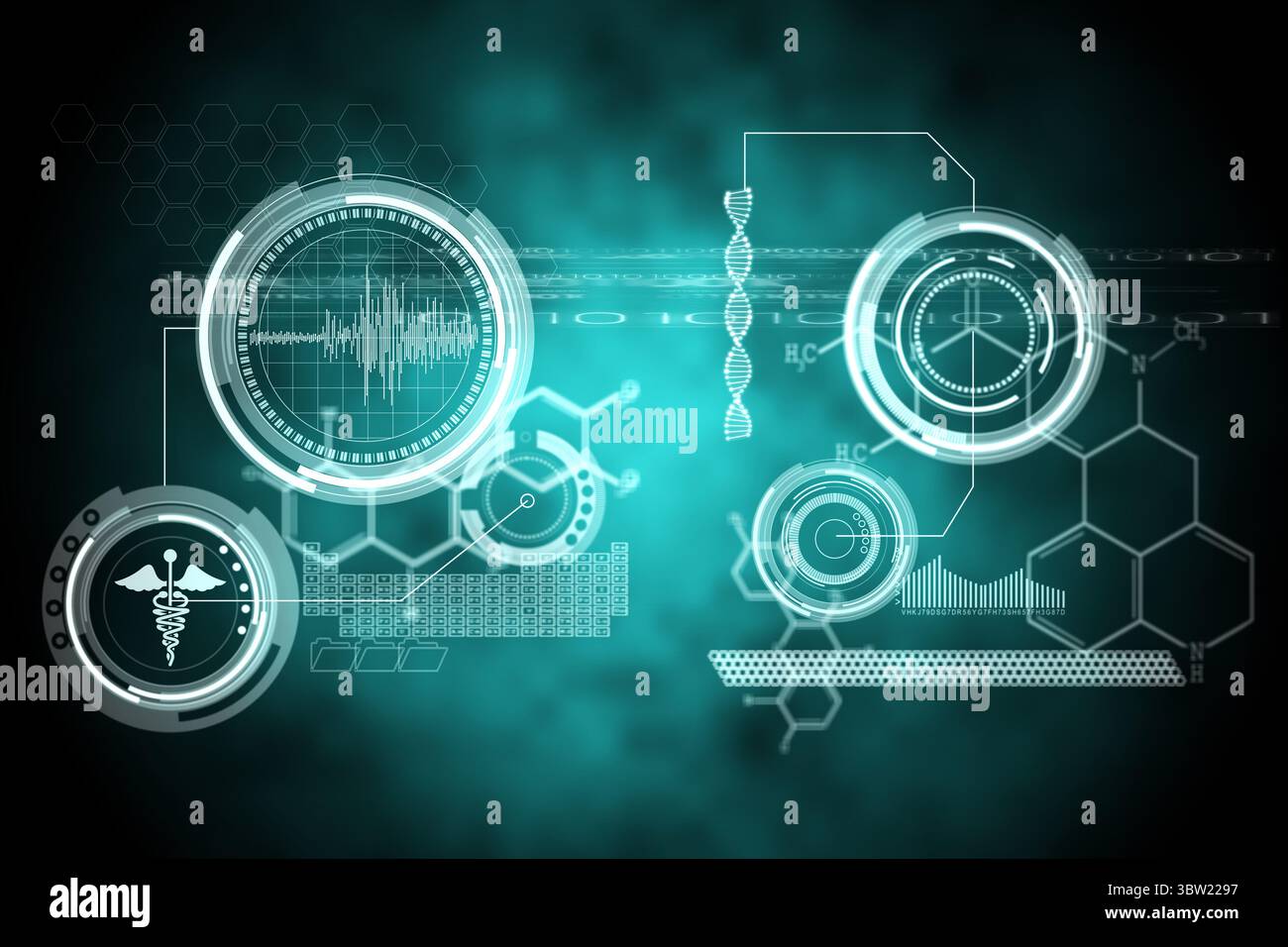 Medical biology interface in blue Stock Photo - Alamy