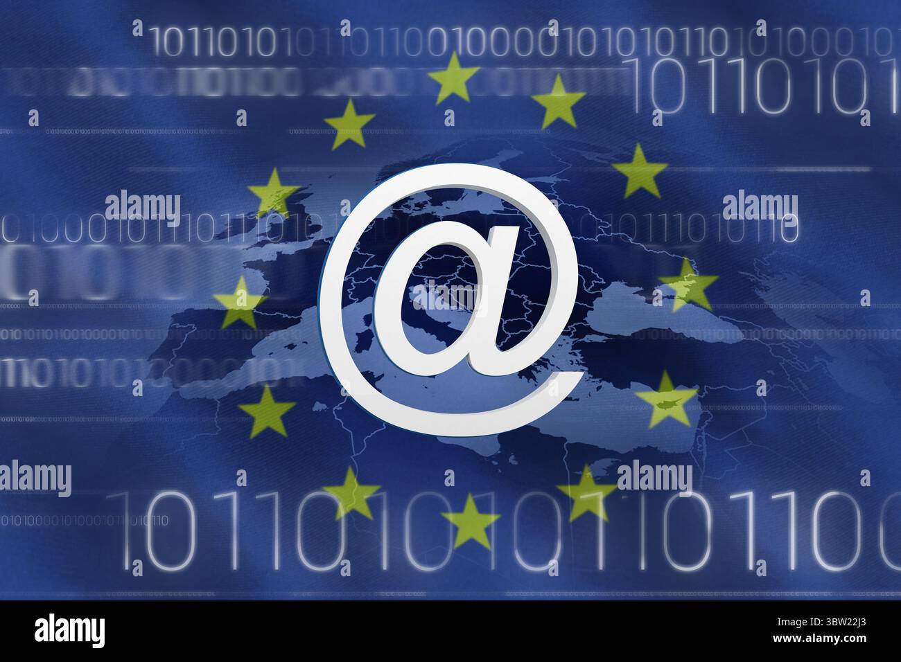 European union flag with binary codes and sign Stock Photo - Alamy