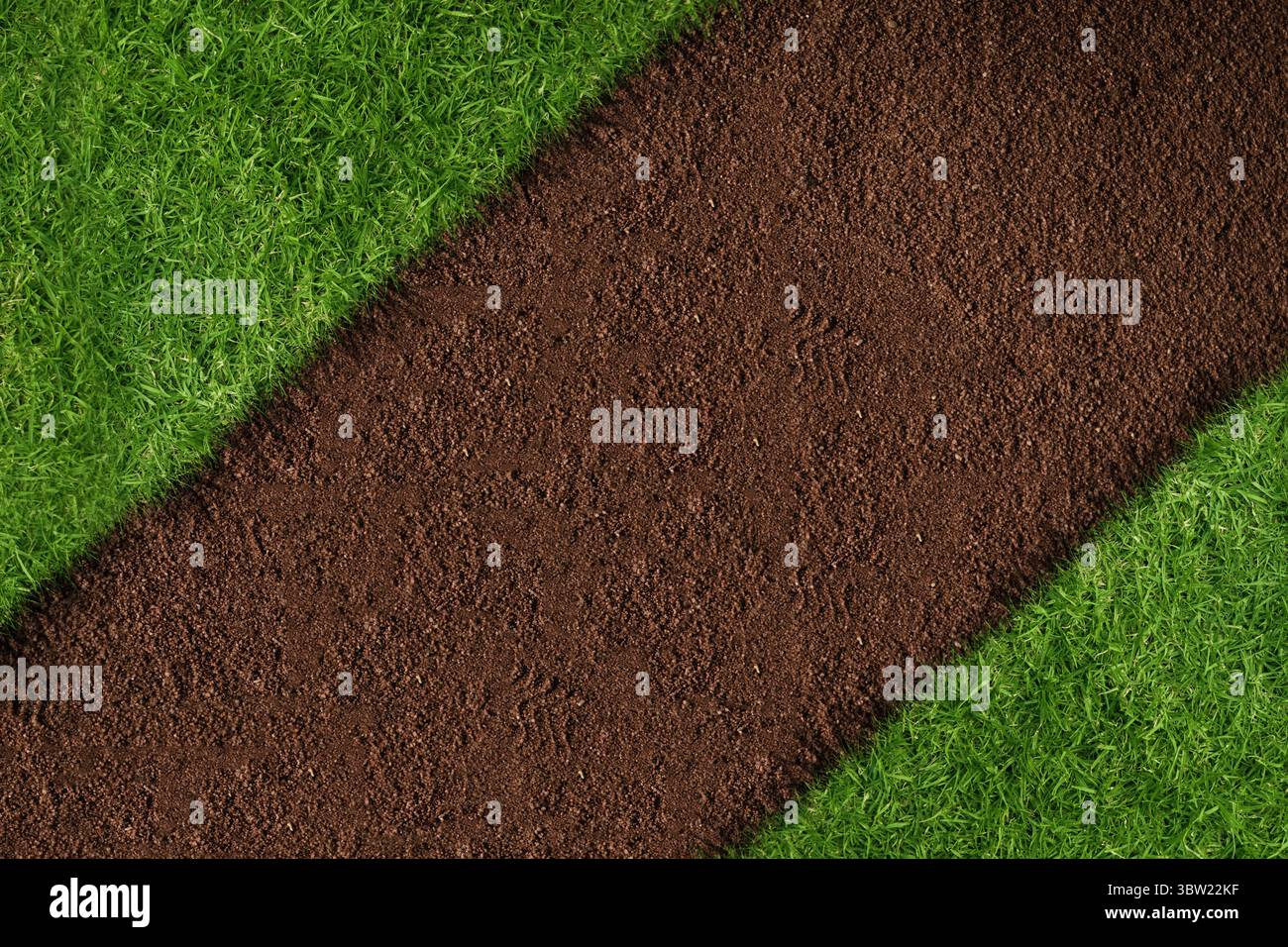 Flat design illustration is showing diagonal soil strip in top-down ...