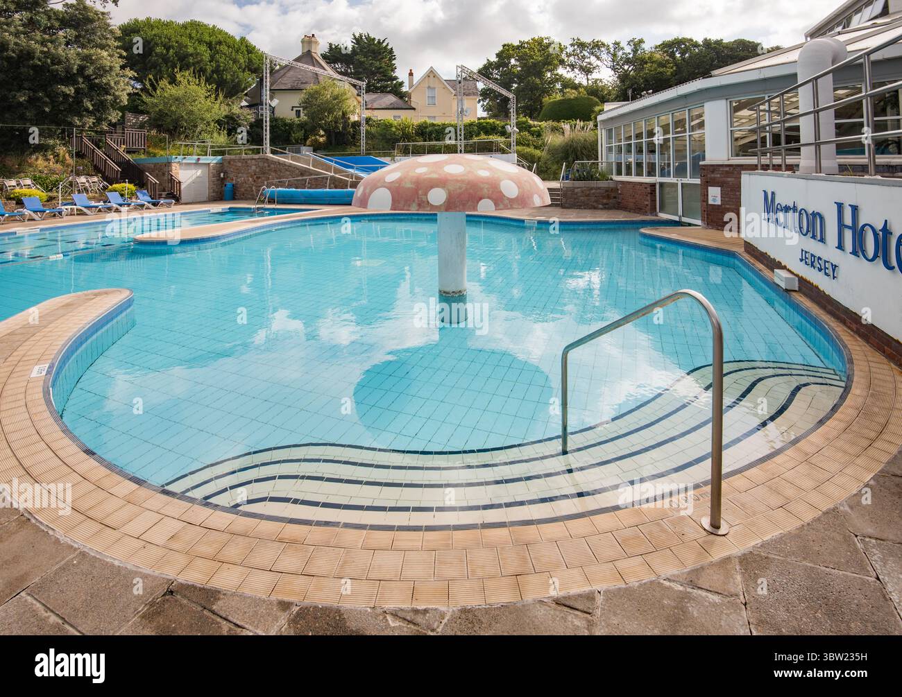 The pool area at the Merton Hotel in Jersey. It is across the road from ...