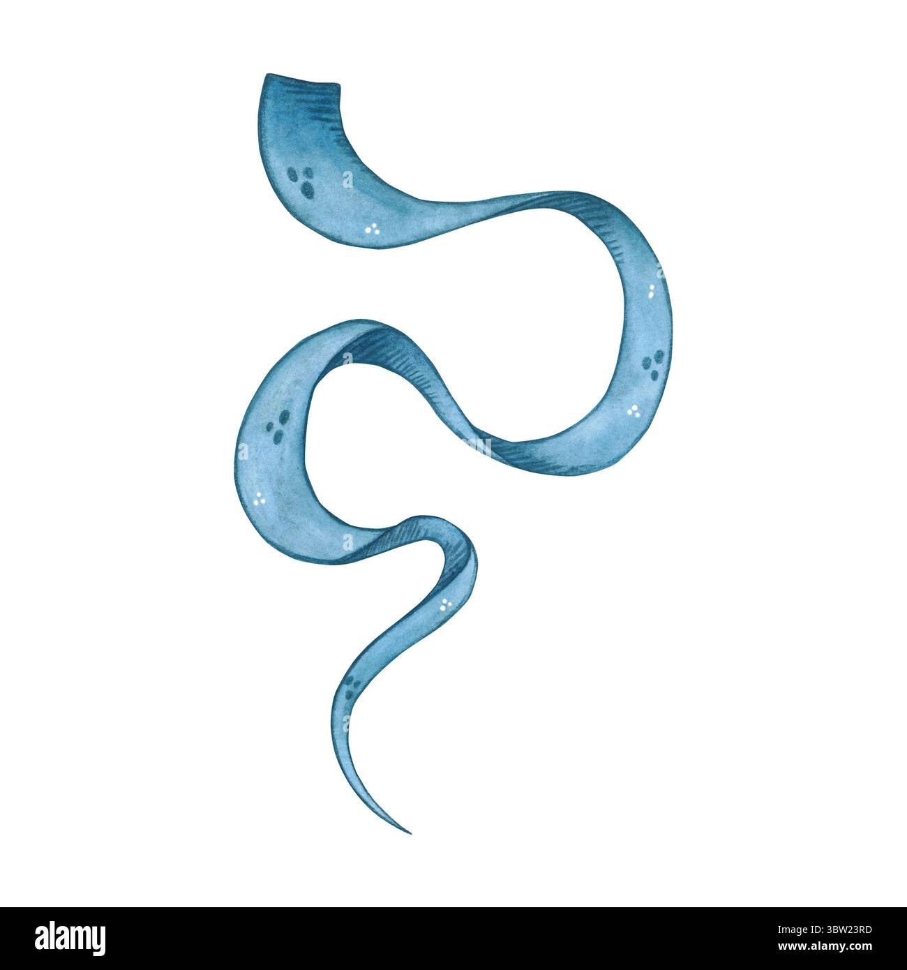 Blue ribbon, flag waving. Watercolor illustration hand drawn, cartoon ...