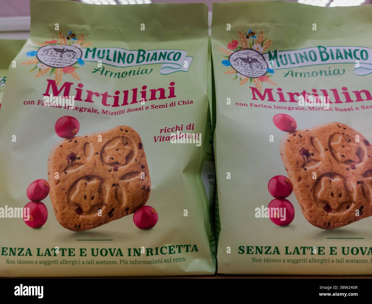 BARILLA MULINO BIANCO BOXES OF BREAKFAST BISCUITS ON DISPLAY INSIDE THE ...