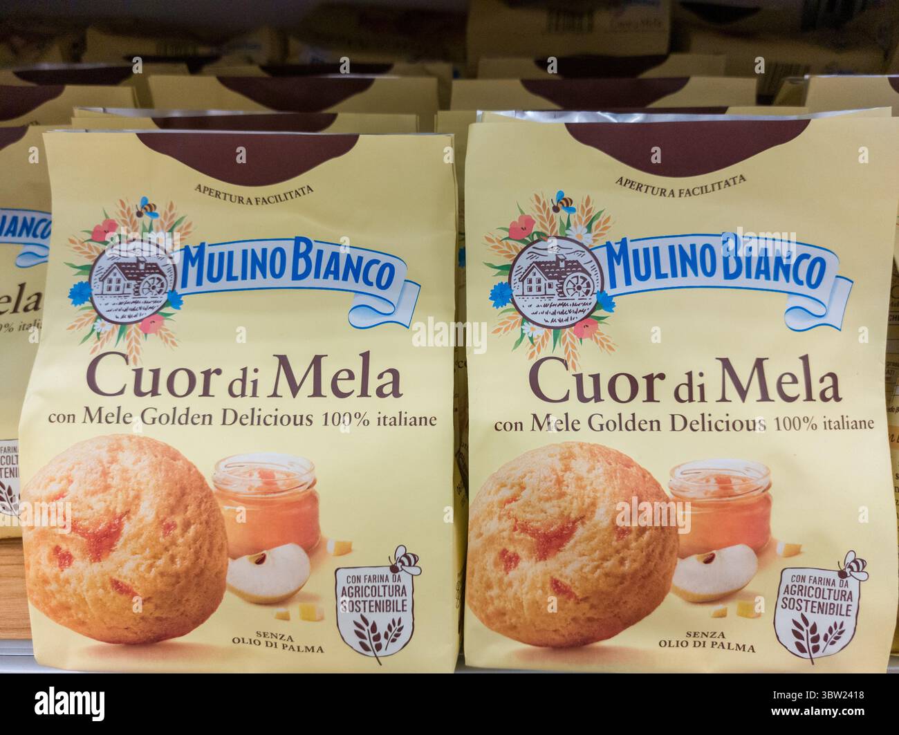 BARILLA MULINO BIANCO BOXES OF BREAKFAST BISCUITS ON DISPLAY INSIDE THE ...