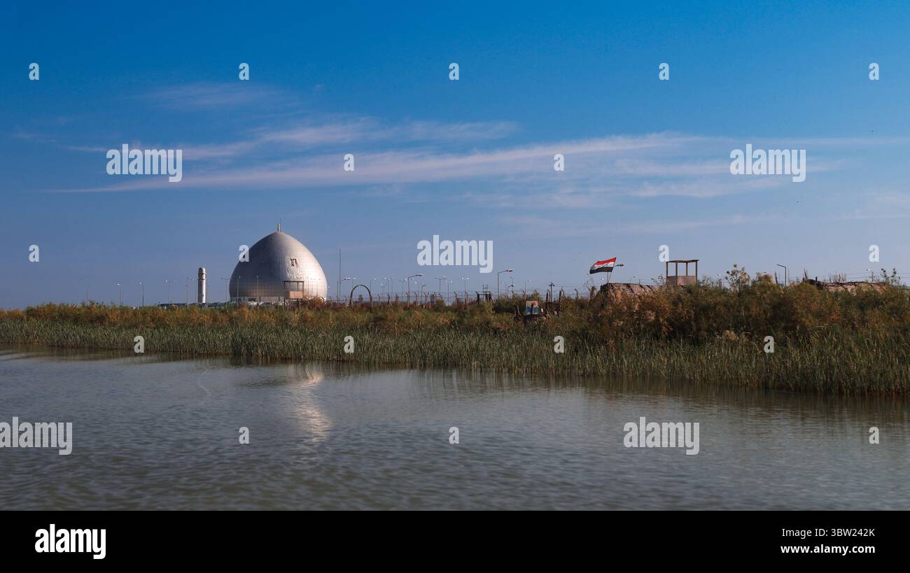 Bright daylight unveils the serene marshes of Iraq, where lush ...