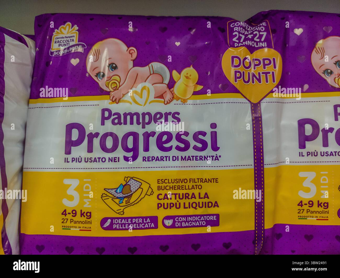 PAMPERS BOXES OF ABSORBENT BABY DIAPERS ON DISPLAY INSIDE THE FOOD ...