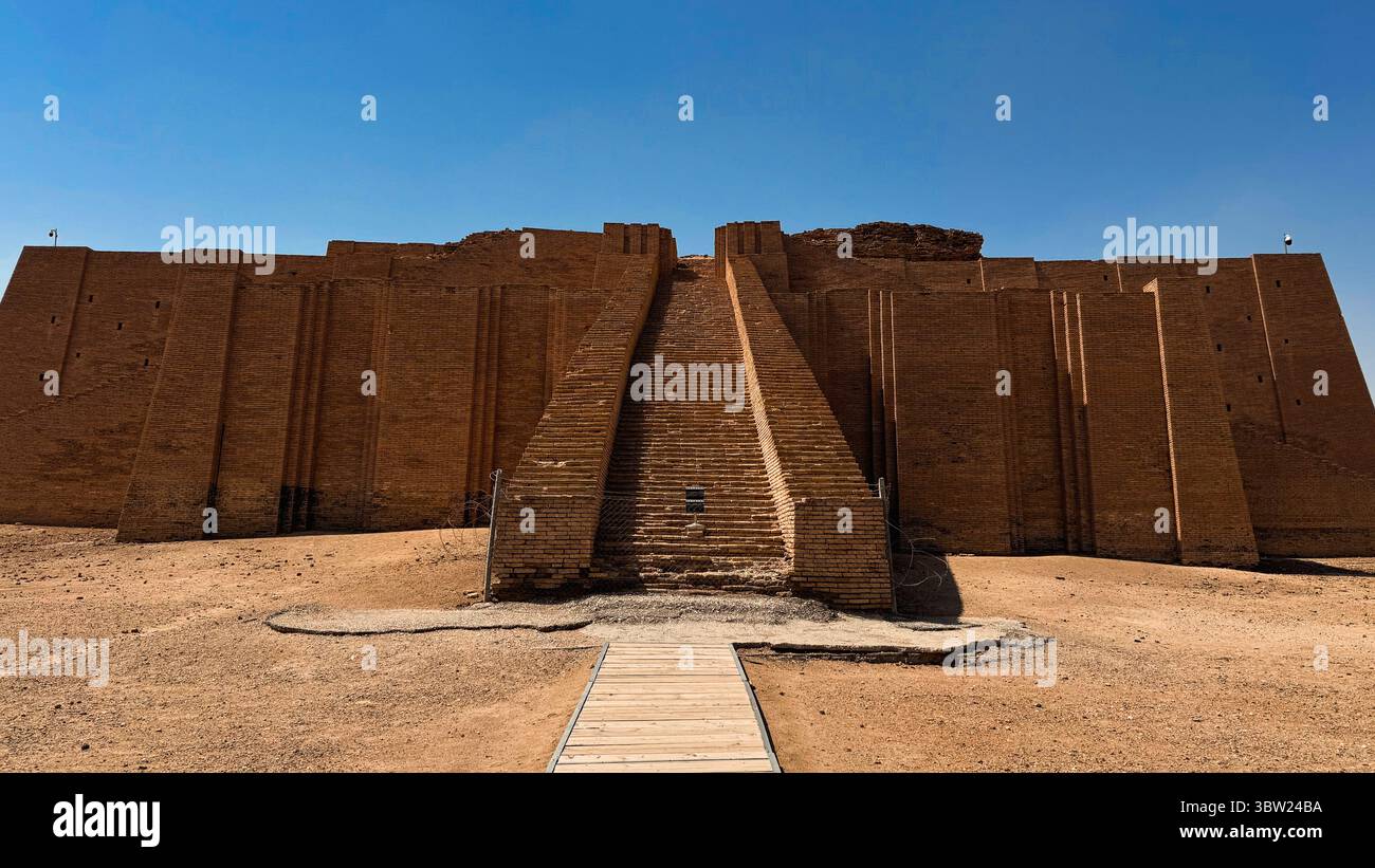 The ziggurat of Ur in Iraq stands majestically with its massive ...