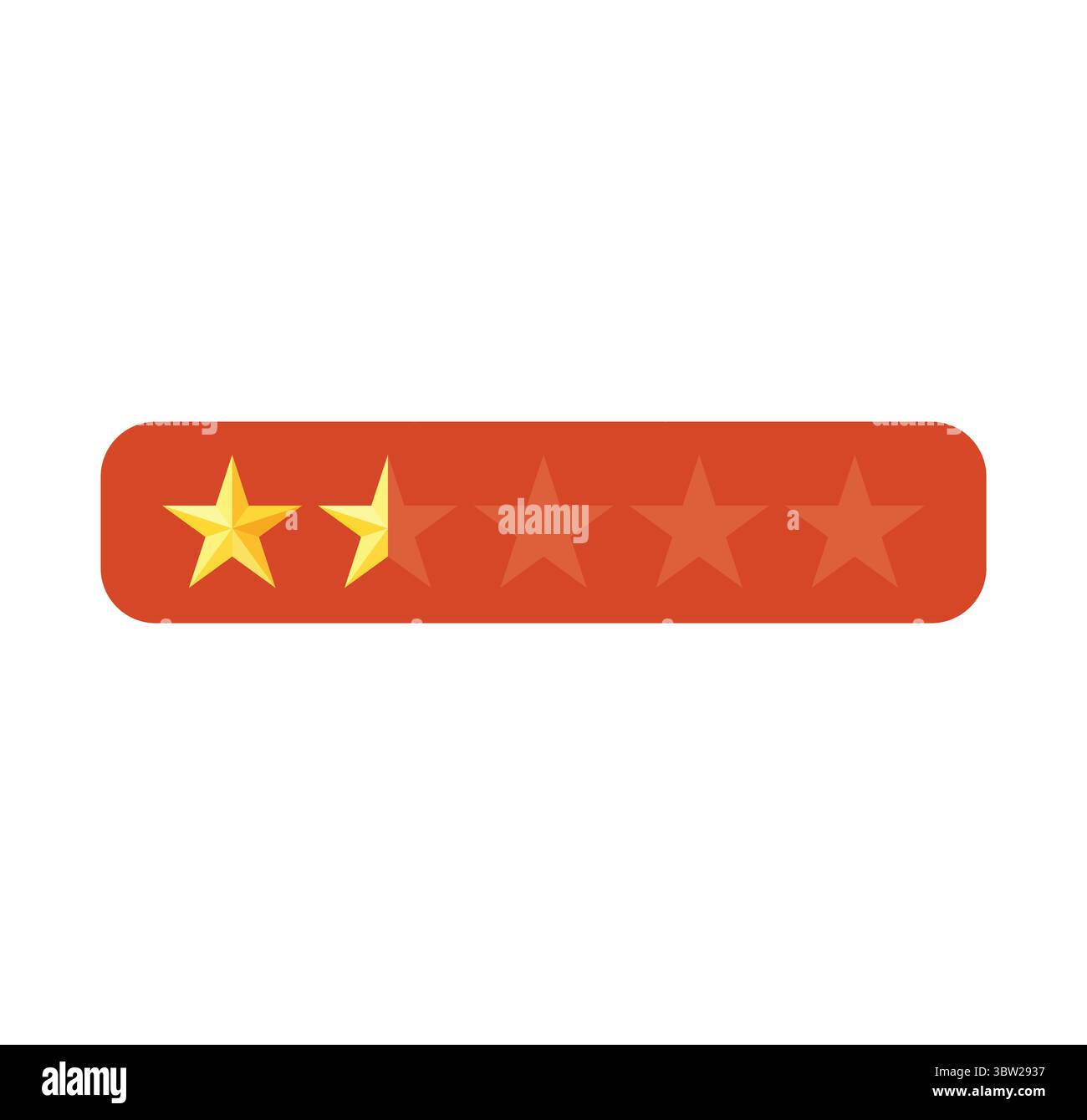 One and a Half Star Rating Icon – Low Feedback Review Score Graphic ...