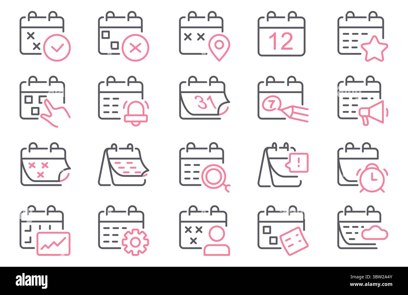 Calendar line icons. Outline deadline, meeting and appointment schedule ...