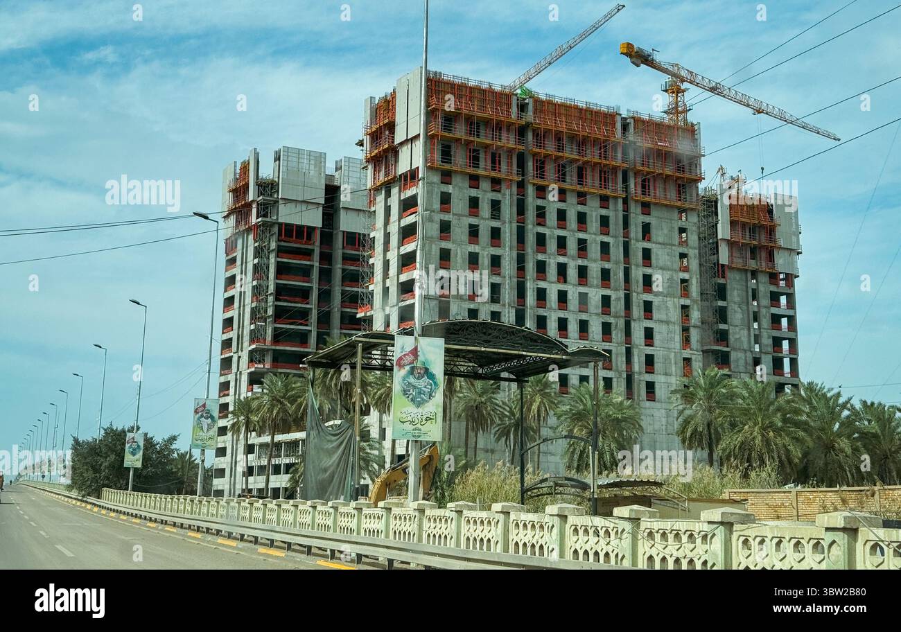An active construction site in Baghdad Iraq showcases the emergence of ...