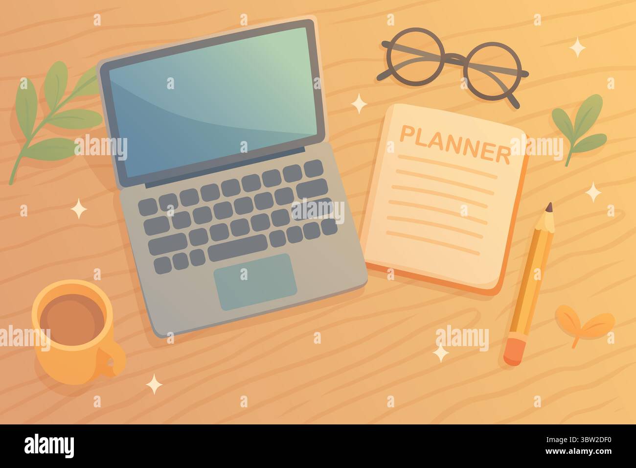 Modern workspace coffee cup Stock Vector Images - Alamy