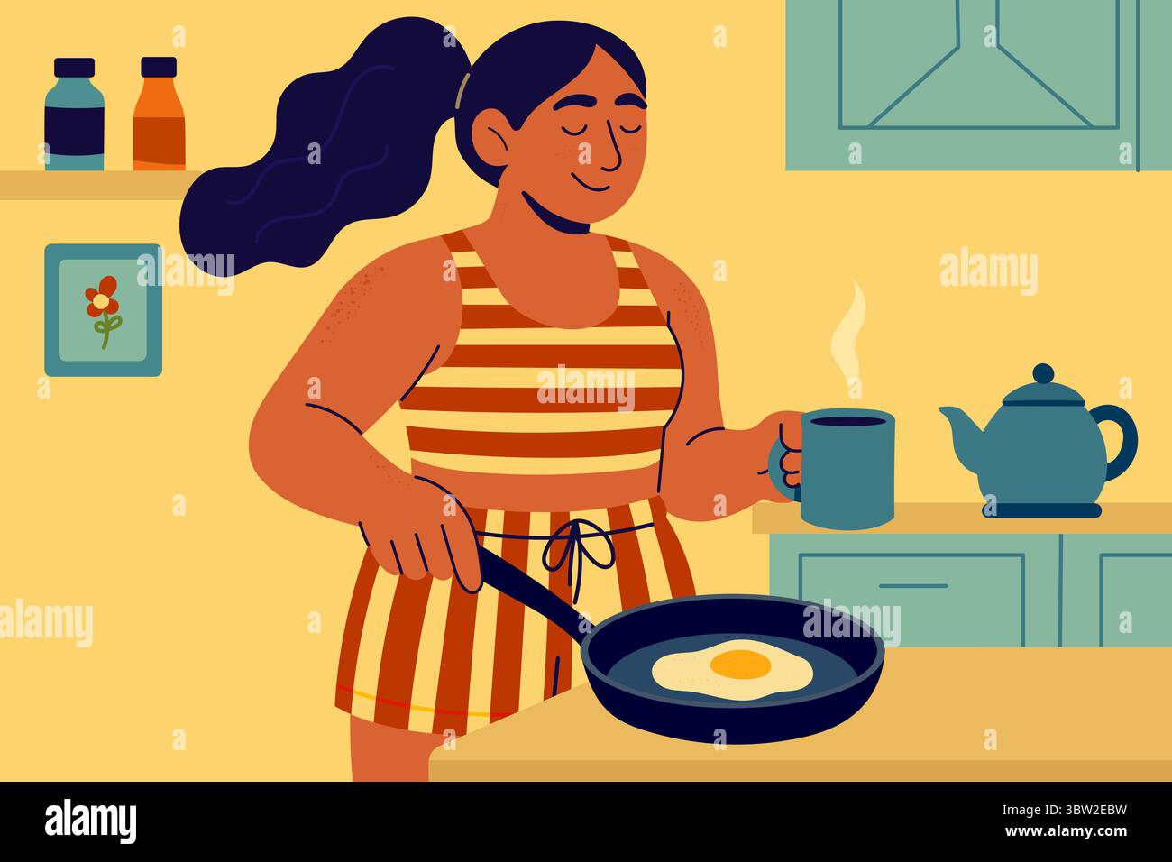 Smiling woman cooking food Stock Vector Images - Alamy