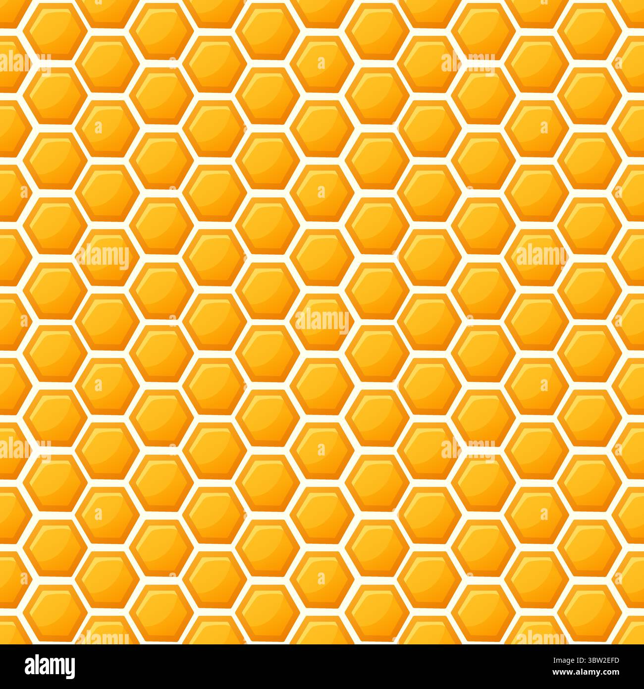 Honeycomb seamless pattern of golden hexagonal cells filled with sweet ...