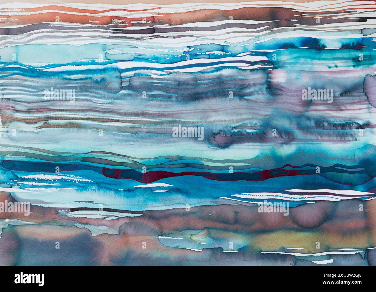 Colorful abstract ink artwork blending shades of blue, teal, and earthy ...