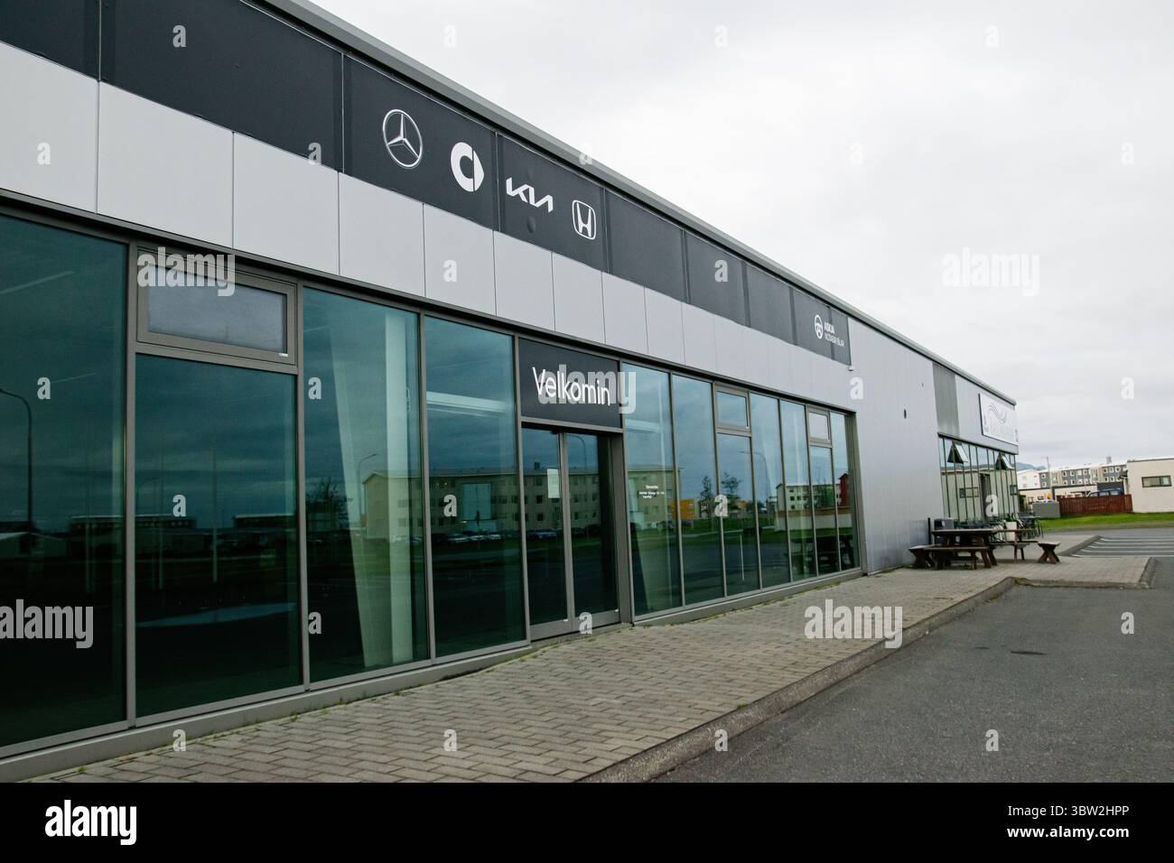 Akranes, Iceland - July 10, 2025: Automotive dealership with glass ...
