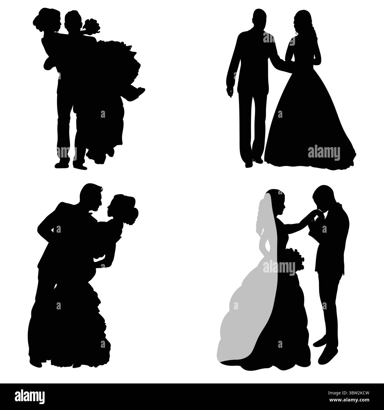 bride and groom silhouette Stock Vector Image & Art - Alamy