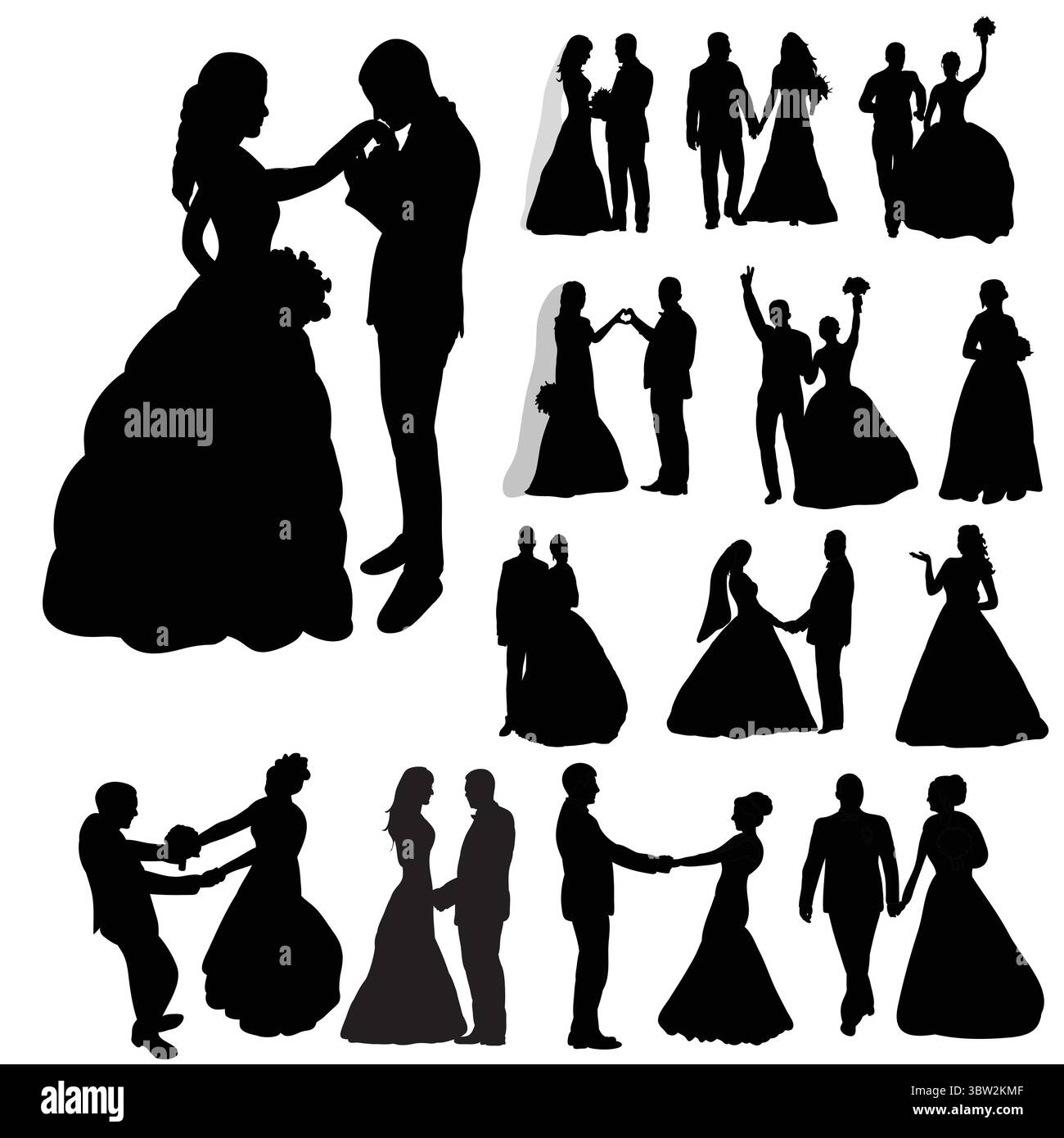 silhouette of bride and groom Stock Vector Image & Art - Alamy