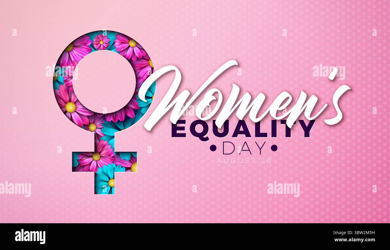 Women's Equality Day Banner Design with Colorful Flower in Femine ...